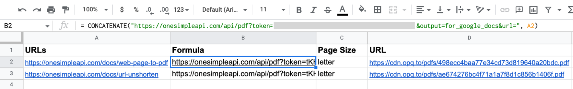 How to convert an HTML webpage into a PDF in a spreadsheet|OneSimpleApi.com